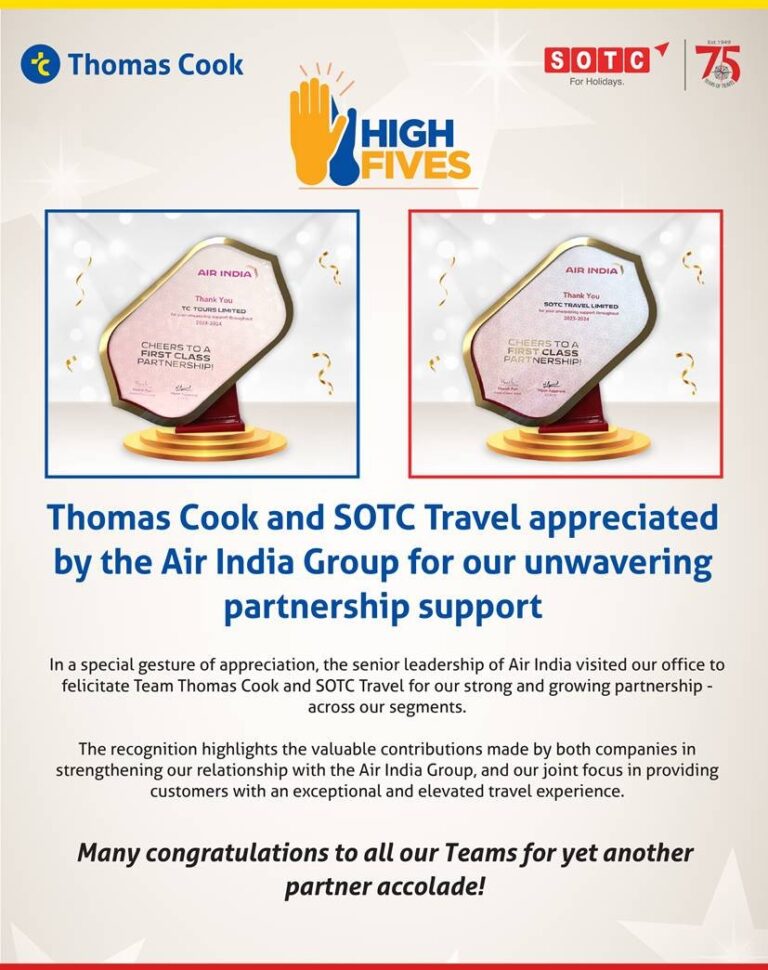 Thomas Cook and SOTC Travel Appreciated by the Air India Group for Our ...